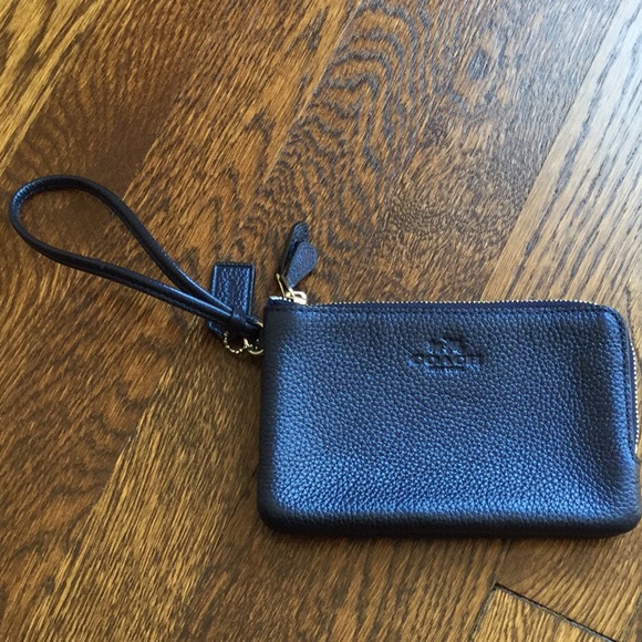 Coach | Bags | Coach Leather Wristlet In Blue | Poshmark